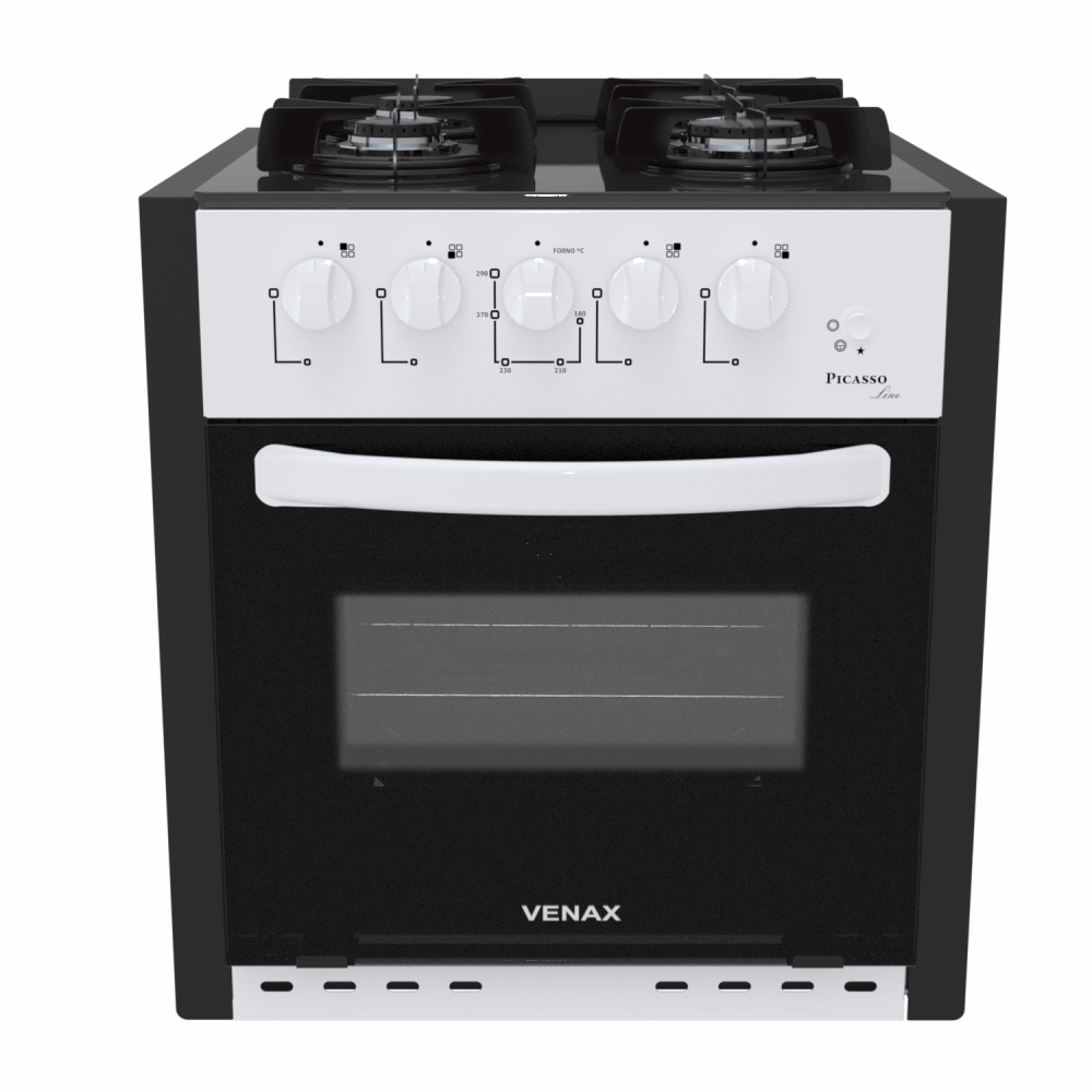 Fogao de Embutir 4 Bocas Venax Picasso Line Branco Gas GLP - Venax